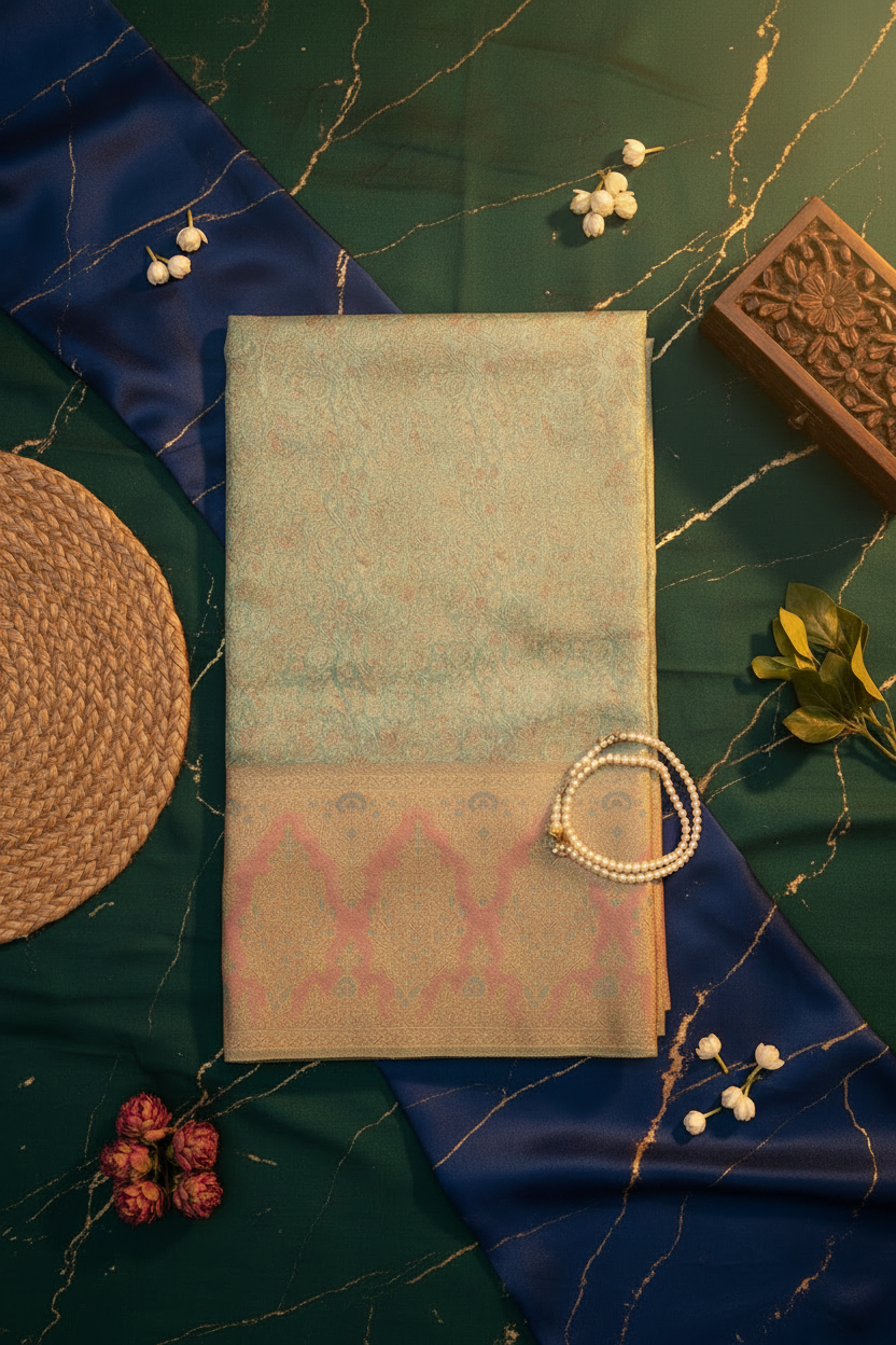 Kanchipuram Silk Saree Mint Green Peach - Traditional Kanjeevaram ...